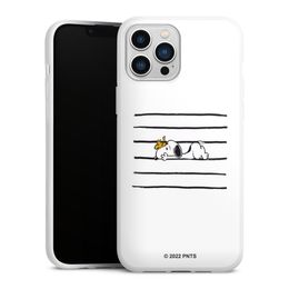 DeinDesign iPhone 13 Pro Max Handy Silikon H&uuml;lle Case wei&szlig; Handyh&uuml;lle Snoopy Dog Peanuts Silikon Case
