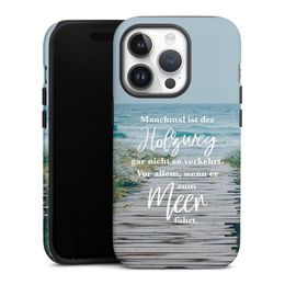 DeinDesign iPhone 14 Pro Handy Panzer Handyh&uuml;lle robuste Outdoor H&uuml;lle Schutzh&uuml;lle matt Spruch Beach Statement Tough Case