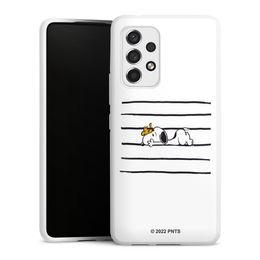 DeinDesign Galaxy A53 5G Handy Silikon H&uuml;lle Case wei&szlig; Handyh&uuml;lle Snoopy Dog Peanuts Silikon Case