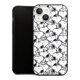 DeinDesign iPhone 14 Handy Slim Case extra d&uuml;nn Silikon Handyh&uuml;lle schwarz H&uuml;lle Peanuts Snoopy Muster Silikon Slim Case