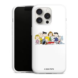 DeinDesign iPhone 15 Pro Handy Silikon Hülle Case weiß Handyhülle Kindheit Peanuts Merchandise Silikon Case