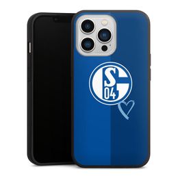 DeinDesign iPhone 13 Pro Handy Premium Silikon H&uuml;lle Handyh&uuml;lle schwarz Case Heart Schalke 04 Fc Schalke 04 Silikon Premium Case