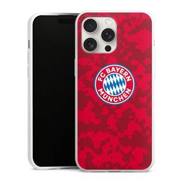 DeinDesign iPhone 15 Pro Max Handy Silikon H&uuml;lle Case wei&szlig; Handyh&uuml;lle Camouflage Fcb Fc Bayern M&uuml;nchen Silikon Case