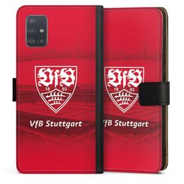 DeinDesign Galaxy A51 Handy Klapph&uuml;lle Handyh&uuml;lle aus Kunst Leder schwarz Flip Case Stadium Official Licensed Product Vfb Stuttgart Sideflip mit Lasche