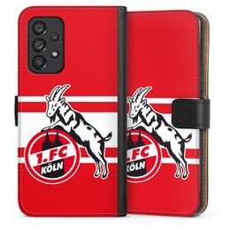 DeinDesign Galaxy A53 5G Handy Klapph&uuml;lle Handyh&uuml;lle aus Kunst Leder schwarz Flip Case Official Licensed Product 1. Fc K&ouml;ln Coat Of Arms Sideflip mit langer 