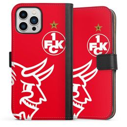 DeinDesign iPhone 13 Pro Max Handy Klapph&uuml;lle Handyh&uuml;lle aus Kunst Leder schwarz Flip Case Star Devil 1. Fc Kaiserslautern Sideflip mit langer Lasche
