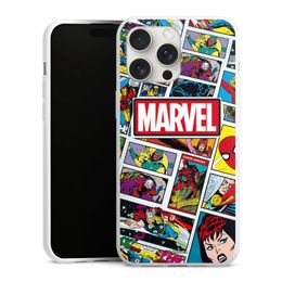DeinDesign iPhone 15 Pro Max Handy Silikon H&uuml;lle Case wei&szlig; Handyh&uuml;lle Muster Comic Marvel Silikon Case