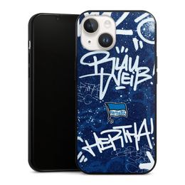 DeinDesign iPhone 14 Handy Slim Case extra d&uuml;nn Silikon Handyh&uuml;lle schwarz H&uuml;lle Official Licensed Product Hertha Bsc Graffiti Silikon Slim Case
