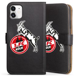 DeinDesign iPhone 11 Handy Klapph&uuml;lle Handyh&uuml;lle aus Kunst Leder schwarz Flip Case Transparent Logo 1. Fc K&ouml;ln Sideflip mit Lasche