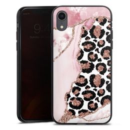 DeinDesign iPhone Xr Handy Silikon H&uuml;lle Case schwarz Handyh&uuml;lle Leopard Glitzer Marble
