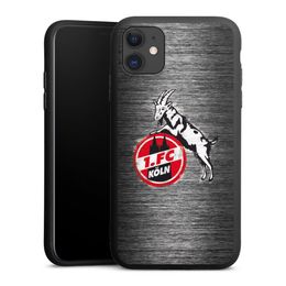 DeinDesign iPhone 11 Handy Premium Silikon H&uuml;lle Handyh&uuml;lle schwarz Case Official Licensed Product 1. Fc K&ouml;ln Metallic Look Silikon Premium Case