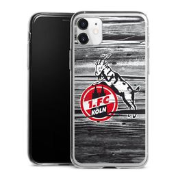 DeinDesign iPhone 11 Handy Slim Case Silikon Handyh&uuml;lle transparent H&uuml;lle extra d&uuml;nn 1. Fc K&ouml;ln Official Licensed Product Wooden Look Silikon Slim Case