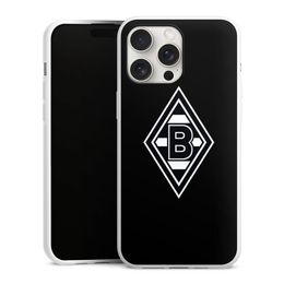 DeinDesign iPhone 15 Pro Max Handy Silikon H&uuml;lle Case wei&szlig; Handyh&uuml;lle Borussia M&ouml;nchengladbach Gladbach Coat Of Arms Silikon Case