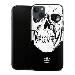 DeinDesign iPhone 14 Plus Handy Silikon H&uuml;lle Case schwarz Handyh&uuml;lle Totenkopf Fc St. Pauli Official Licensed Product