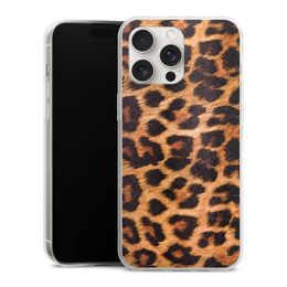 DeinDesign iPhone 15 Pro Max Handy Silikon H&uuml;lle Case transparent Handyh&uuml;lle Animal Print Leopard Fur Silikon Case