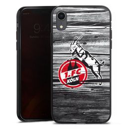 DeinDesign iPhone Xr Handy Silikon H&uuml;lle Case schwarz Handyh&uuml;lle 1. Fc K&ouml;ln Wooden Look Official Licensed Product