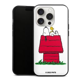 DeinDesign iPhone 15 Pro Handy Slim Case extra d&uuml;nn Silikon Handyh&uuml;lle schwarz H&uuml;lle Snoopy Peanuts Official Licensed Product Silikon Slim Case