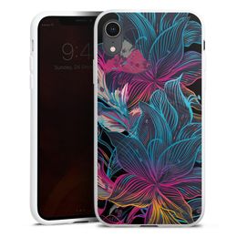 DeinDesign iPhone Xr Handy Silikon H&uuml;lle Case wei&szlig; Handyh&uuml;lle Colourful Flowers Neon Silikon Case