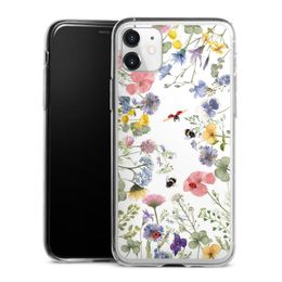 DeinDesign iPhone 11 Handy Slim Case Silikon Handyh&uuml;lle transparent H&uuml;lle extra d&uuml;nn Muster Flowers Bee Silikon Slim Case