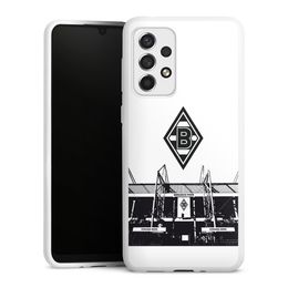 DeinDesign Galaxy A33 5G Handy Silikon H&uuml;lle Case wei&szlig; Handyh&uuml;lle Borussia M&ouml;nchengladbach Die Fohlen Stadium Silikon Case