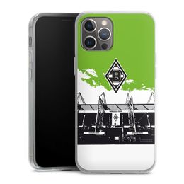 DeinDesign iPhone 12 Pro Max Handy Silikon H&uuml;lle Case transparent Handyh&uuml;lle Borussia M&ouml;nchengladbach Merchandise Stadium Silikon Case