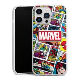 DeinDesign iPhone 13 Pro Handy Silikon H&uuml;lle Case wei&szlig; Handyh&uuml;lle Muster Comic Marvel Silikon Case