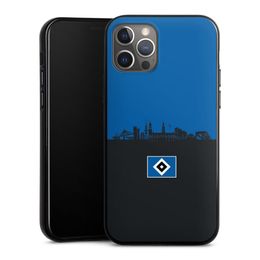 DeinDesign iPhone 12 Pro Handy Silikon H&uuml;lle Case schwarz Handyh&uuml;lle Hsv Skyline Hamburg
