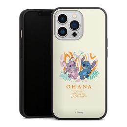 DeinDesign iPhone 13 Pro Handy Premium Silikon H&uuml;lle Handyh&uuml;lle schwarz Case Official Licensed Product Lilo & Stitch Disney Silikon Premium Case