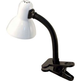 VELAMP Tischlampe Weiß Mit Clip E27 Anschluss Charleston Modell
