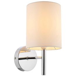 Brio - 1 Licht Innenwandleuchte Chrom, Off White Faux Silk, E14 - Endon