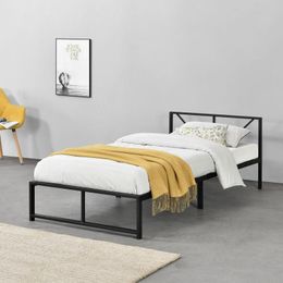 [en.casa] - Metallbett Meran 90 x 200 cm Stahl Schwarz