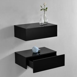 Wandregal Oslo 2er Set 46x30x15cm Schwarz Hochglanz [en.casa] Schwarz