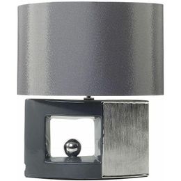 Beliani Tischlampe Grau und Silber Porzellanfuß durchbrochen Stoffschirm langes Kabel mit Schalter Modern Glamourös - Silber