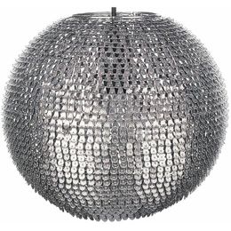 Beliani - Hängeleuchte Silber Metall runder Schirm mit Pailletten-Optik Discokugelform Glamourös - Schwarz