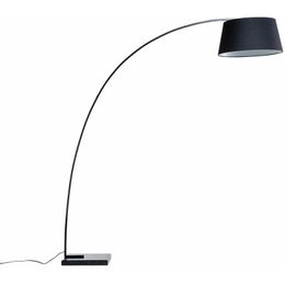 Beliani Stehlampe Schwarz Metall 188 cm Stoffschirm Marmorfuß langes Kabel mit Schalter Bogenlampe Modernes Design - Weiß