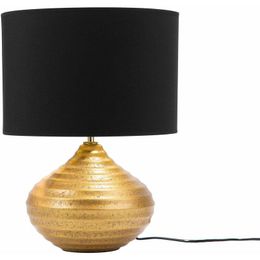 Beliani Tischlampe Gold Keramik 42 cm Stoffschirm Schwarz Vasenform Kabel mit Schalter Modernes Design - Schwarz