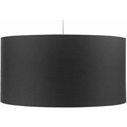Beliani Hängeleuchte Schwarz runder Stoffschirm 50 cm Durchmesser Trommelform Retro Stil - Weiß