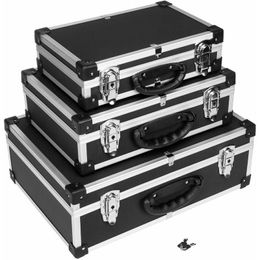 Aluminium Rahmen Koffer schwarz 3-in-1 Werkzeugkoffer Set Universalkoffer Transportkoffer - Schwarz - anndora