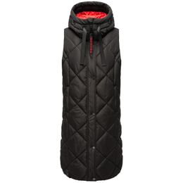 Navahoo Damen Steppweste Bodywarme Outdoor Weste lang mit warme Kapuze Schnuckel