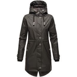 Navahoo Damen modischer Regen Jacke Outdoor Regenmantel Regenparka Wasserdicht Gefüttert Rainy Flower