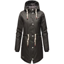 Navahoo Damen modischer Regen Jacke Outdoor Regenmantel Regenparka Wasserdicht Flower of Ocean