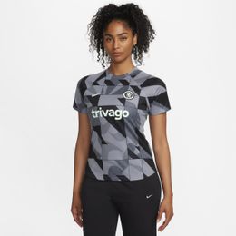 Chelsea FC Academy Pro Third Nike Dri-FIT Pre-Match Kurzarm-Fußballoberteil für Damen - Grau