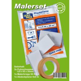 acerto® Malerset mit Abdeckplane, Malerkrepp & 3 Schmutzradierern