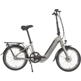 SAXONETTE E-Bike Compact Comfort Plus, 3 Gang, Nabenschaltung, Frontmotor, 360 Wh Akku, (mit Akku-Ladegerät), E-Bike Klapprad, faltbar, Pedelec, silberfarben