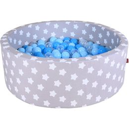 KNORRTOYS® Bällebad Soft, Grey White Stars, mit 300 Bällen balls/soft Blue/Blue/transparent; Made in Europe, grau