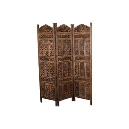 Casa Moro Paravent Orientalischer Paravent Raumteiler Firdaus 152x183 cm braun (3 teilig aus Echtholz & MDF handgeschnitzt