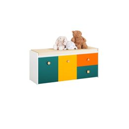 sobuy Sitzbank KMB82, Kinder Spielzeugtruhe Schuhbank Spielzeug Aufbewahrungsbox mit Rollen