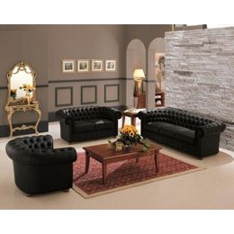 JVmoebel Wohnzimmer-Set Design Couch Polster Sofagarnitur Set Chesterfield 100% Leder Sofort
