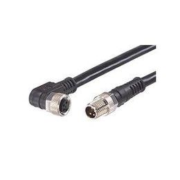 Molex Nano-Change (M8) Double-Ended Cordset with Knurled Hexnut 3 Poles Male (Straight) to Female (90&deg;) 24 AWG Black PVC 1m - 1200280016