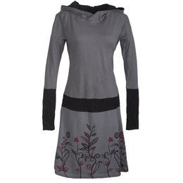 Vishes Jerseykleid Blumen Kleid mit Kapuze und geknüpftem Gürtel Ethno